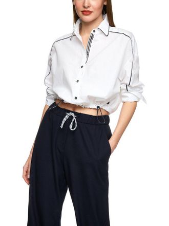 Marc Cain Langarmbluse Logomania Premium Damenmode verk&uuml;rzte Form, Gummibund am Saum