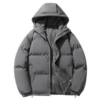Generic Veste dhiver d&eacute;contract&eacute;e pour homme, coupe-vent, &agrave; capuche, imperm&eacute;able, doudoune, fermeture &eacute;clair int&eacute;grale, gris fonc&eacute;, taille L