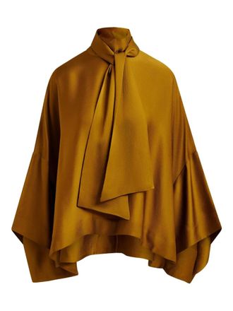 Essentiel Bluse mit Schleifenkragen - Braun