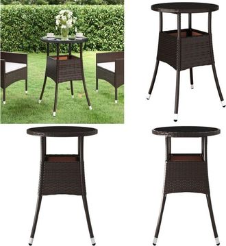 vidaXL Gartentisch &Oslash;60x75 cm Hartglas und Poly Rattan Braun - Gartentisch - Outdoor-Tisch - Balkontisch - Terrassenm&ouml;bel - Gartenm&ouml;belset - Home & Living