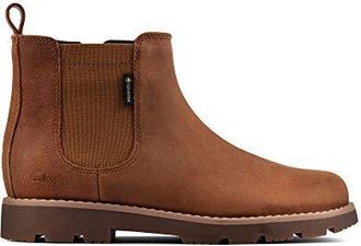 Clarks HeathSeaGTXK Bottine Chelsea, Tan Leather, 29 EU