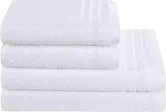 Egeria 4er Set Hotel Serie Collection weiß Frottiertücher Handtücher Duschtücher Badetücher klassisch viele Größen, Größe Händtücher:70 x 140