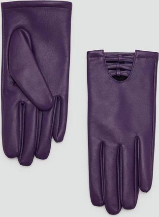 Mango Gants cuir d&eacute;tail nauds violet - Femme - S - MANGO