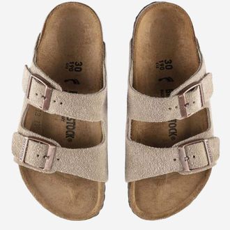 Birkenstock Boys Sandals Arizona Suede Beige Leather