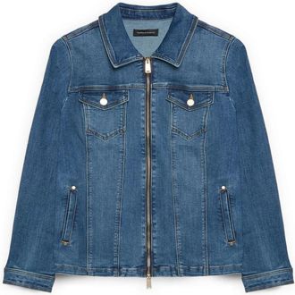 Fiorella Rubino Femme, Vestes, Bleu, Taille: 44 FR Veste en jean zipp&eacute;e