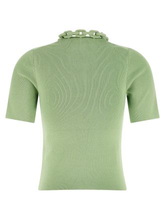 Paco Rabanne Chain-Detail Ribbed Cotton T-shirt - Green