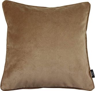 McAlister Textiles Matter Samt | Kissenbezug für Sofakissen in Karamel | 50 x 50cm | erhältlich in 25 Farben | griffester Samt edel paspeliert | Kissenhülle für Samtkiss