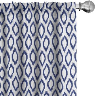 Abakuhaus Ikat Vorhänge, Gardinen, Eastern Blaue Verzierung, Fensterbehandlungen für Wohnzimmer Schlafzimmer Dekor, 2 Stück 75 cm b x 245 cm h, Marine-Blau-Weiß