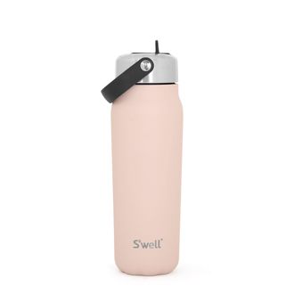 Swell Explorer Flasche aus recyceltem Edelstahl mit Klapp-Trinkhalm-Deckel, 700 ml, Stil rosa Himalaya-Salz, dreilagiger, vakuumisolierter Behälter, hält Ge