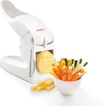 Leifheit Pommes-Frites-Schneider ComfortLine-Serie mit 2 Messereins&auml;tzen, Pommesschneider f&uuml;r 10 oder 12 mm Sticks, Rutschfester Gem&uuml;seschneider mit Softtouch-