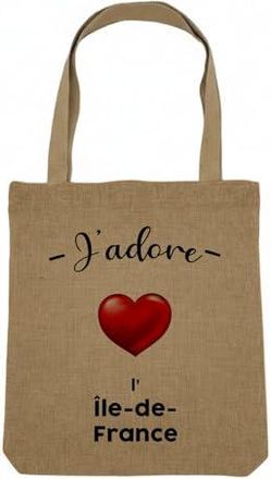 Fabulous Sac Shopping Tote Bag Aspect Lin - Jadore LIle De France Region de France Paris - Sac Courses Toile Epaisse 360g Beige Naturel Cabas Port&eacute; Epaule Soli