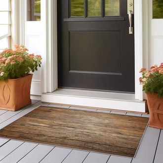 Generic Ch&acirc;taigne Tapis Doux et Moelleux, Style Naturel Planches de Bois Texture Tapis Design &agrave; Poil Ras Doux pour Salle &agrave; Manger Chambre Adulte et Ado 140 x 