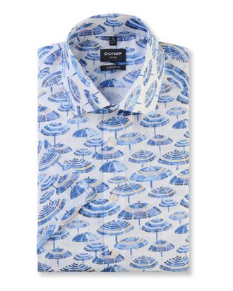 Olymp Luxor, Modern Fit, Kurzarmhemd mit Schirm-Print in