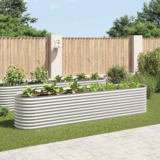 vidaXL Vidaxl - Jardini&egrave;re sur&eacute;lev&eacute;e 400x80x81 cm acier galvanis&eacute; argent&eacute;