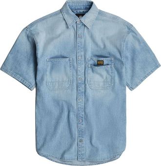 G-Star G-Star RAW Womens Shirts Relaxed Venture Shirt ss wmn, Blau (Sun Faded Blue Mist D24882-D252-G342), XS
