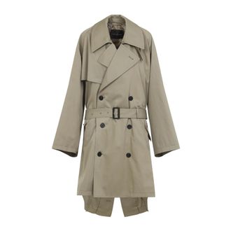 Balenciaga Draped Neck Trench - - Coats - Damen - Beige - XS