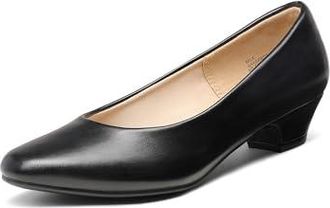 Dream Pairs Escarpins Femme Petit Talon Chaussure, Escarpins Compensés Elégants et Confortables pour Femme,Size 40,Noir/PU,Mila