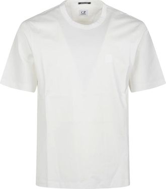 C.P. Company C.p. Company, Homme, Tops, Blanc, Taille: S Logo Cotton T-Shirt