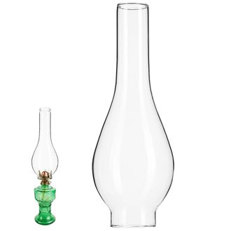 Amosfun Lang Glas Lampenschirm F&uuml;r &Ouml;llampe Kerosinlampe Ersatz Transparent 9.6 Zoll Vintage Stil Innenbeleuchtung Petroleumlampe Zubeh&ouml;r