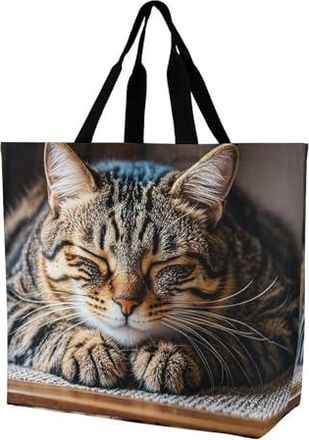 Generic Chat Qui Dort Sac Fourre Tout Pliable Sacs De Courses Imperm&eacute;able Sac Courses Pour Shopping Quotidienne Plage