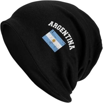 Generic Bonnet en Tricot Drapeau De LArgentine Amples Beanie Tricoté Unisexe Tricot Casquette pour Hiver Course À Pied