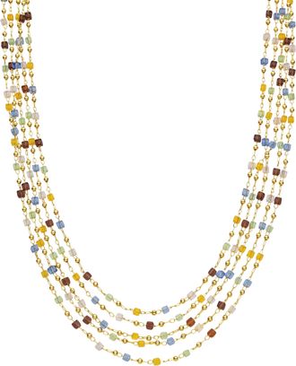 Luxenter Halskette aus 925 Sterlingsilber und mehrfarbigem Kristall, verarbeitet in 18-karat-Gelbgold - Goben
