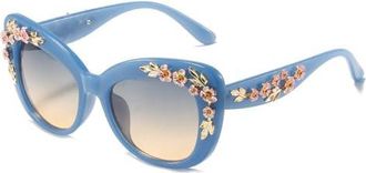 Generic Lunettes de soleil à fleurs pour femme - Monture de décoration - OEil de chat - Lunettes de soleil de luxe tendance - nuances roses, c6, Taille unique