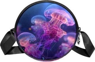 Generic Sac &agrave; bandouli&egrave;re rond rond pour femme, motif m&eacute;duse r&ecirc;veuse avec fermeture &eacute;clair et bretelles r&eacute;glables