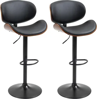 HOMCOM Homcom - Lot de 2 tabourets de bar design contemporain hauteur dassise r&eacute;glable 62-82 cm pivotant 360&deg; bois rev&ecirc;tement synth&eacute;tique noir