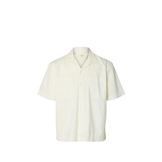 Selected Chemise col cubain &agrave; manches courtes en coton