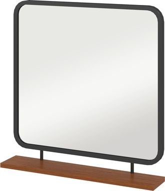 HOMCOM Wandspiegel 55 x 55,5 cm Flurpiegel mit Ablage aus Holz, rechteckiger Spiegel, Dekospiegel f&uuml;r Schlafzimmer, Badezimmer, Schwarz