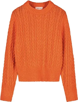 Fab By Fabienne Chapot Fabienne Chapot - Pull en maille torsad&eacute;e - Femme - Pulls - Orange - Taille: 40 FR