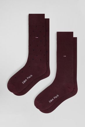 Eden Park Lot De 2 Paires De Chaussettes Unies Bordeaux En Coton Stretch