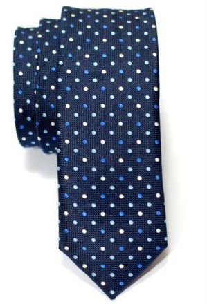 Retreez Cravate Fine Slim &Agrave; pois de Polka Classique Tiss&eacute;e en Microfibres de Bleu marin