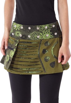 Purewonder Damen Wickelrock Kurzer Patchwork Minirock sk24 Design 2