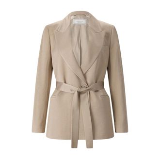 PESERICO Fluid Viscose and Wool Satin Blazer - - Jackets - Damen - Beige - XS