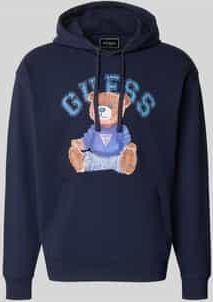 Guess Hoodie mit Label-Print und K&auml;nguru-Tasche