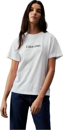 Calvin Klein Femme, Tops, Blanc, Taille: 42 FR Logo T-Shirt