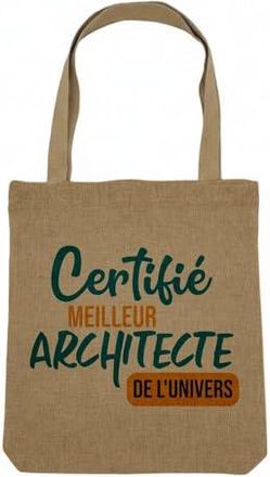 Fabulous Sac Shopping Tote Bag Aspect Lin - Certifi&eacute; meilleur Architecte de lunivers Construction Art Maison Design Architecture - Sac de Courses Toile Epaisse