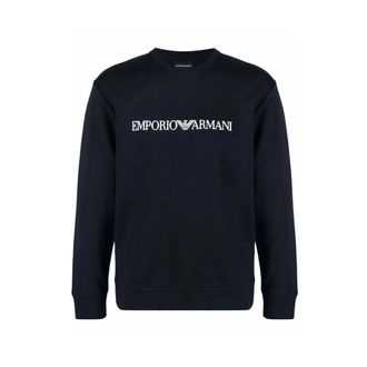 Emporio Armani Homme, Sweatshirts et sweats à capuche, Bleu, Taille: M SweaT-shirt Bleu Marine avec Logo Imprimé