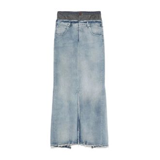 Maison Margiela Femme, Jupes, Bleu, Taille: 38 FR Jupe en Denim avec Fente Bleue