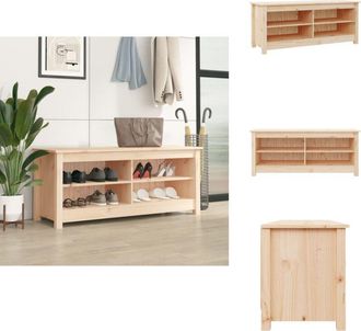 vidaXL Banc à chaussures 110x38x45,5 cm Bois de pin massif - Meuble à Chaussures - Banc Chaussure - Rangements Chaussures - Meuble Entrée - Rangement