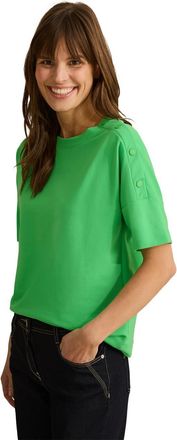 Cecil Damen B322943 T-Shirt mit Knopfdetail, iced neon Green, XS