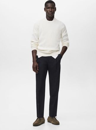 Mango Fließende gerade Hose mit Abnähern dunkles marineblau - Herren - 38 - MANGO MAN