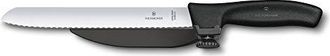 Victorinox by Swiss Army Swiss Classic, Profi DUX-Messer, Extra Scharfe Klinge, Wellenschliff, 21 cm, Robuster Kunststoffgriff, Rostfreier Stahl, schwarz