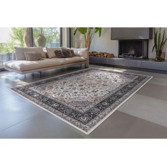 Allotapis Collection Allotapis - Tapis rouge oriental lavable en machine ethnique Benisse Ivoire 240x330