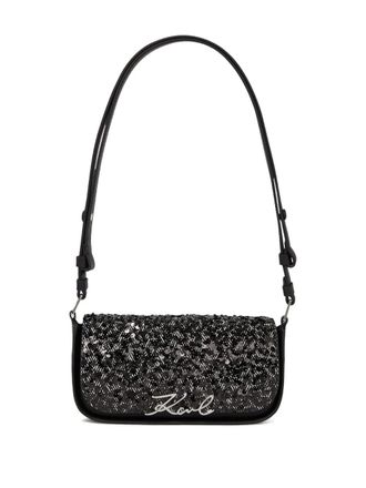 Karl Lagerfeld sac porté épaule à motif de chevrons - Noir