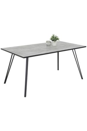 CARRYHOME Esstisch, Grau, Schwarz, Holzwerkstoff, Betonoptik, rechteckig, Haarnadel, 90x77x160 cm, in verschiedenen Holzdekoren erh&auml;ltlich, Esszimmer, Tische, E