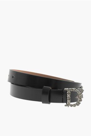 Dsquared2 Leather Belt with Crystal-Embellished Buckle 20mm size 70