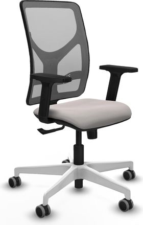 Piqueras y Crespo Stuhl mit leisen Rollen, 2D-Armlehnen, h&ouml;henverstellbare Lendenwirbelst&uuml;tze, mit 3 Positionen und Schneidschaum, Grau/Wei&szlig;